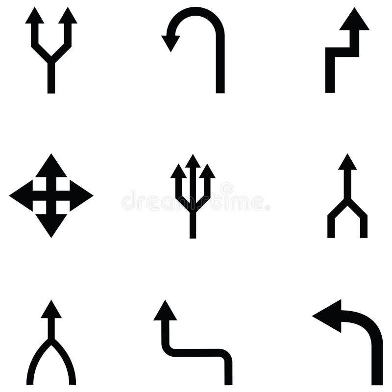 Directions icon set stock vector. Illustration of turn - 107347794
