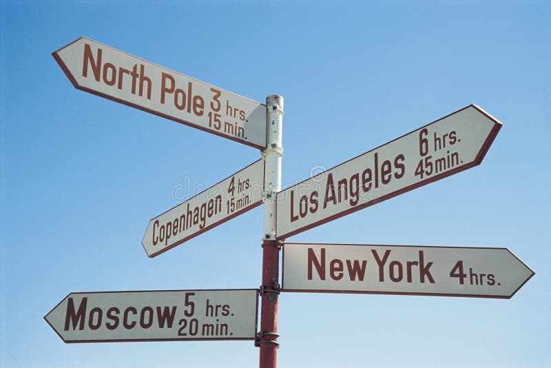 Signs Pointing Toward Cities Stock Image - Image of information ...