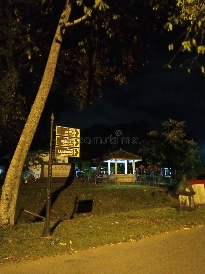 Directions Sign in the Prambanan Sewu Temple Area Stock Photo - Image ...