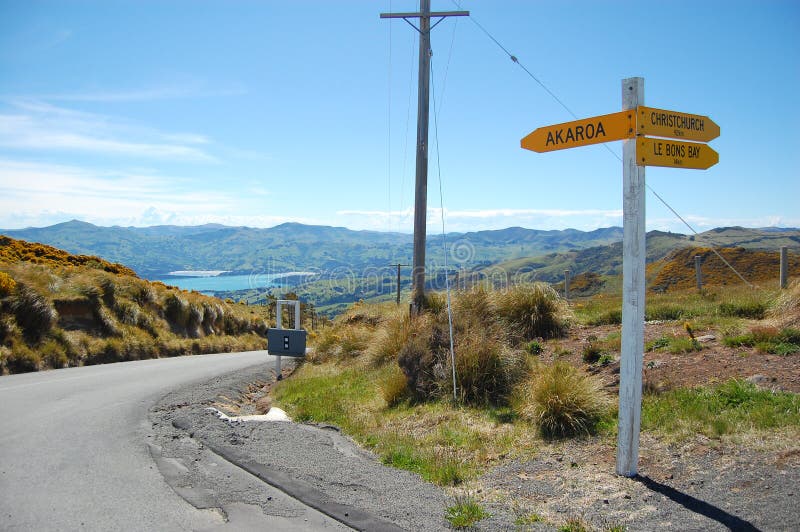 Directions Sign at Road Junction Stock Image - Image of hill, town ...