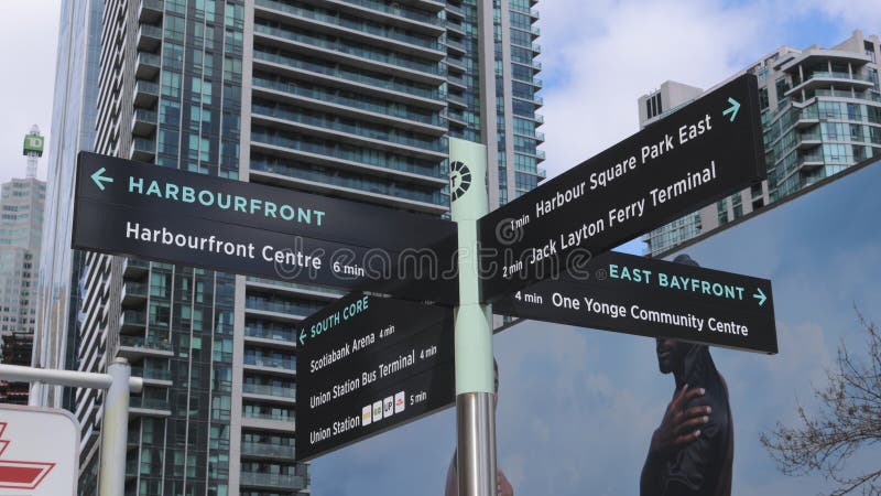 Directions Signs at the Harbor of Toronto - TORONTO, CANADA - APRIL 15 ...