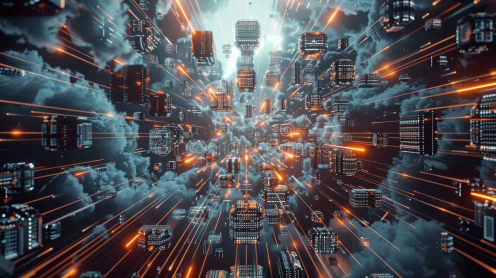 Directly Above Shot of a Distributed Cloud Storage System Stock ...