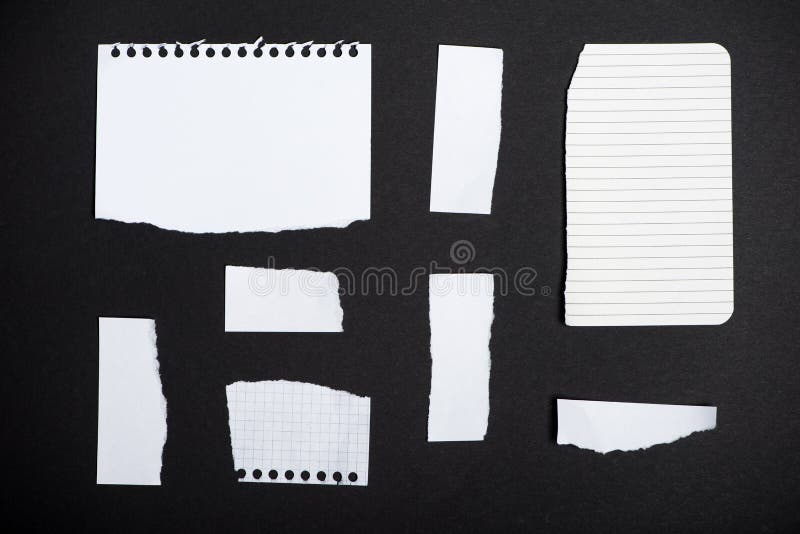 Directly Above View of Arranged Ripped Papers Stock Image - Image of ...