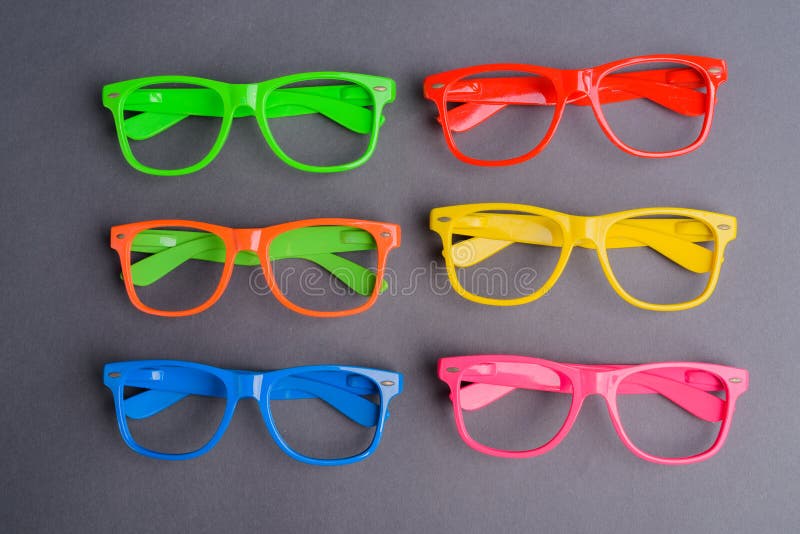Directly Above View of Colorful Eyeglasses Stock Image - Image of ...