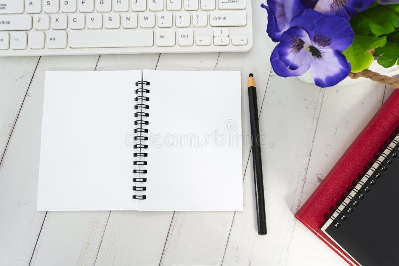 Directly Above View of Office Desk Table. Copy Space. Stock Photo ...