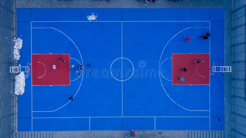 Directly Above View of Outdoors Basketball Court Stock Image - Image of ...