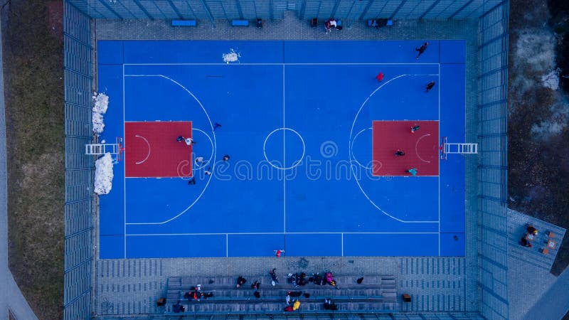 Directly Above View of Outdoors Basketball Court Stock Photo - Image of ...