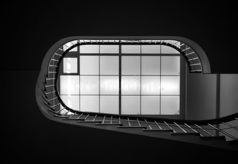 Directly Below Shot of Spiral Staircase in Building Stock Image - Image ...