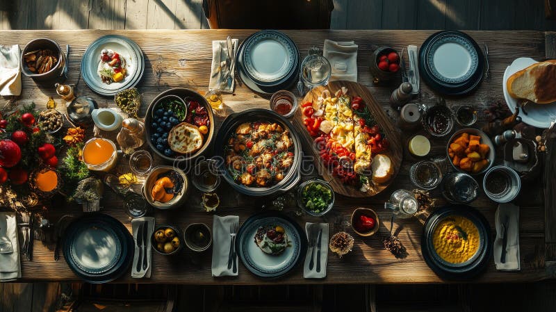 A Table Filled with Delicious Food Ready for Dinner. Generative AI ...
