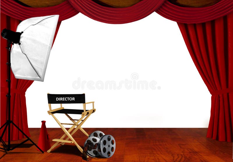 Director Chair and Equipment Standby for Audition on Stage Stock Image ...
