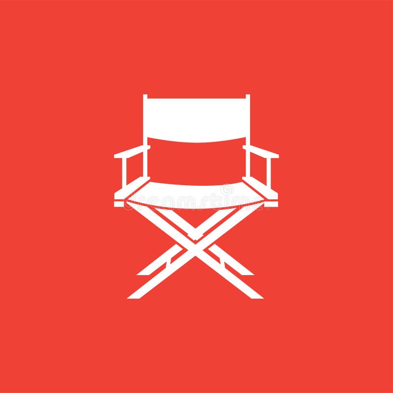 Director Chair Icon on Red Background. Red Flat Style Vector ...