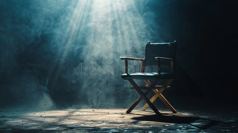 The Director S Chair Stands in a Beam of Light with an Backlight. Free ...