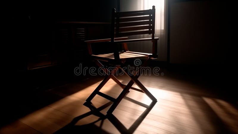The Director S Chair Stands in a Beam of Light with an Backlight ...