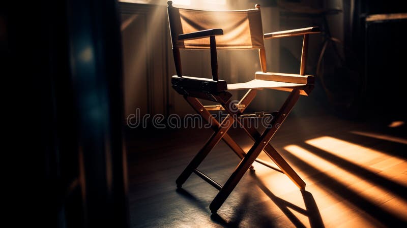 The Director S Chair Stands in a Beam of Light with an Backlight ...