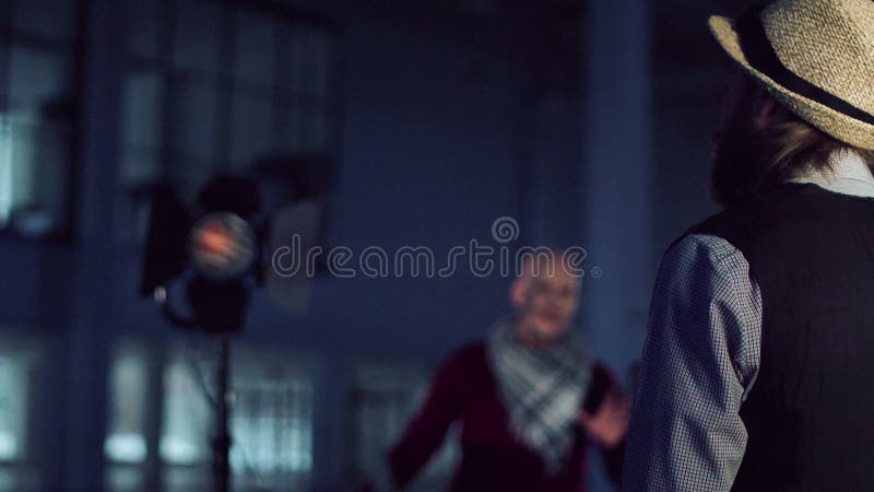 Director Setting Lighting on Actor Stock Video - Video of videography ...