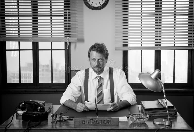 Director Working at Office Desk Stock Photo - Image of attitude ...