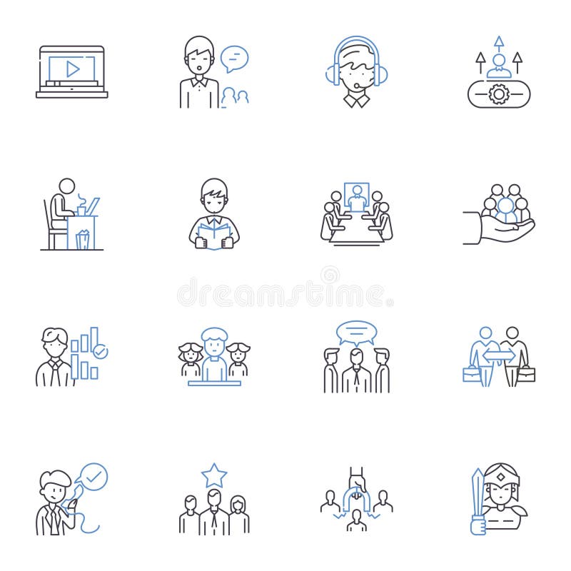 Directorial and Calling Line Icons Collection. Visionary, Commanding ...