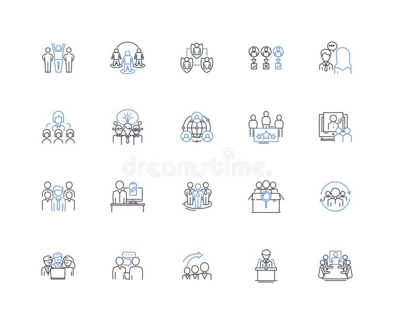 Directorial Guidance Line Icons Collection Leadership Management Instruction Guidance