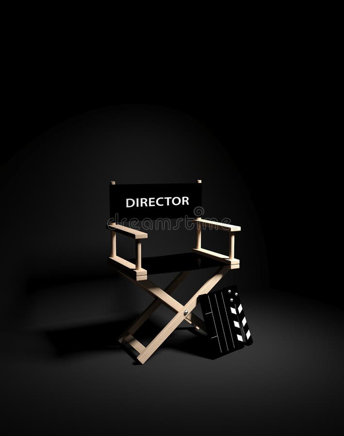 Film Director S Chair with a Megaphone Back View Stock Illustration ...