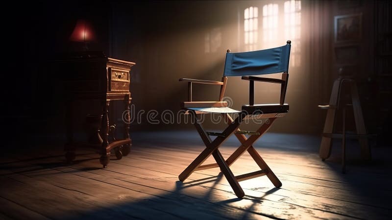 The Directors Chair Stands in a Beam of Light. Generative AI Stock ...