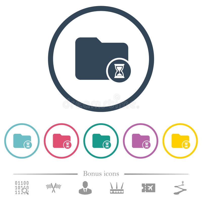 Directory Processing Flat Color Icons in Round Outlines Stock Vector ...