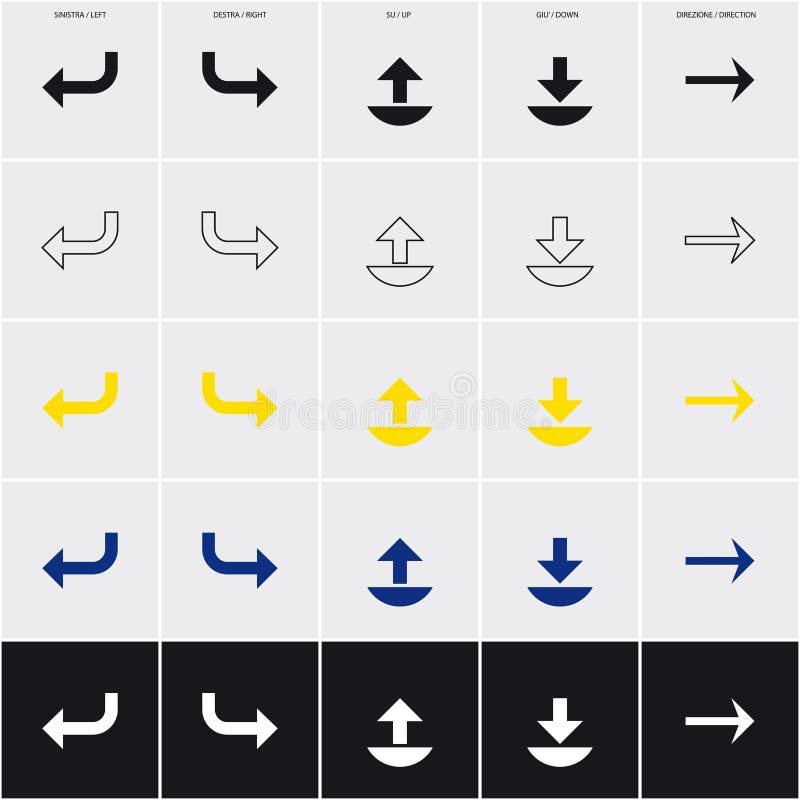 Set of Five Symbols Arrow with Color Variant Stock Illustration ...