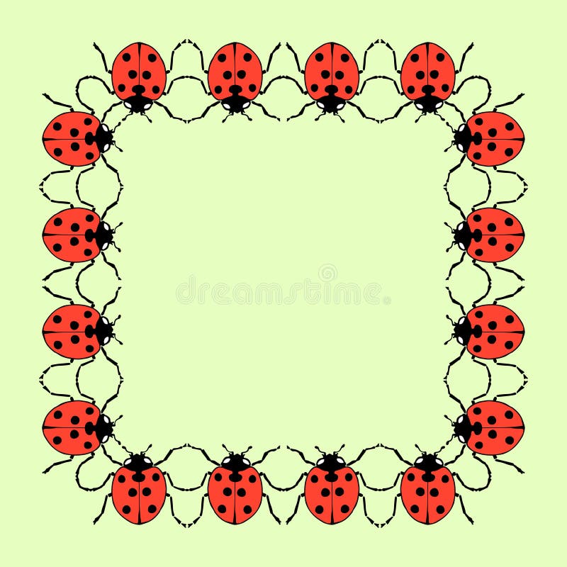 Dirigez Le Cadre Carré Des Coccinelles Sur Le Fond Vert Illustration de ... Dirigez Le Cadre Carré Des Coccinelles Sur Le Fond Vert Illustration de ...