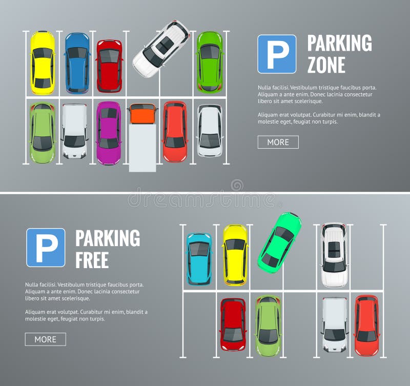Voitures Dans Le Parking Et Les P.-V.s Invariable Voiture-parc Public ...