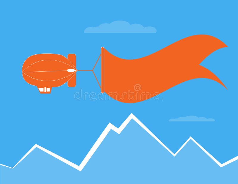 Dirigible Flying and Banner for Text Stock Vector - Illustration of ...