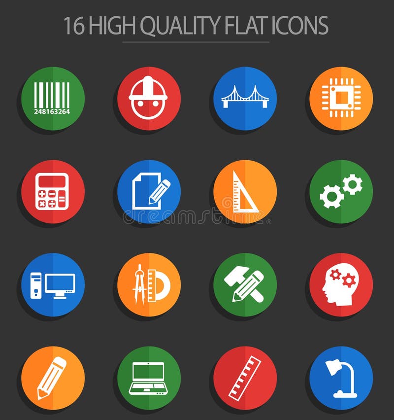 Dirigir 16 iconos planos stock de ilustración. Ilustración de engranaje ...