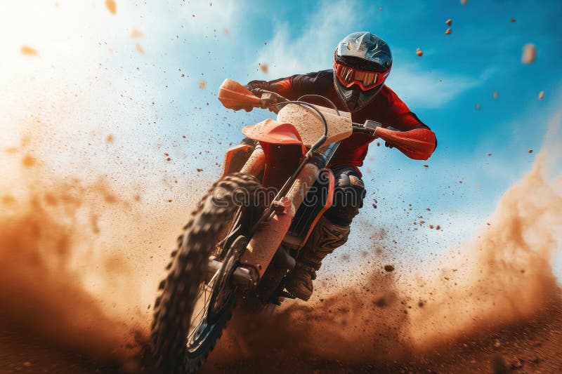 A Dirt Bike Rider Performs a Mid-air Stunt Against a Backdrop of a Dirt ...