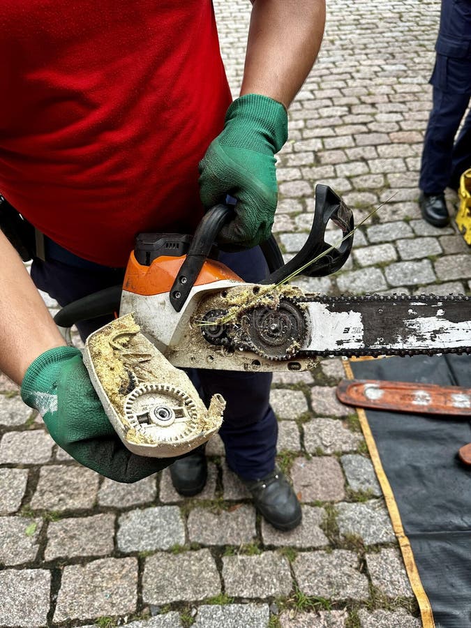 Dirt on chainsaw stock photo. Image of manutenasect - 326681778