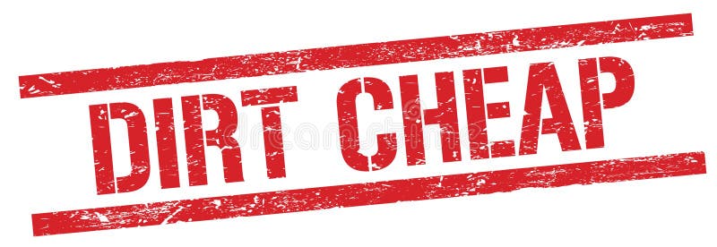 DIRT CHEAP Text on Red Brown Ribbon Stamp Stock Illustration ...