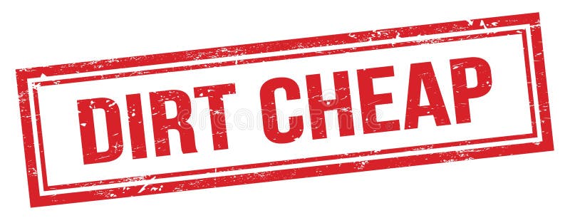 DIRT CHEAP Text on Red Brown Ribbon Stamp Stock Illustration ...