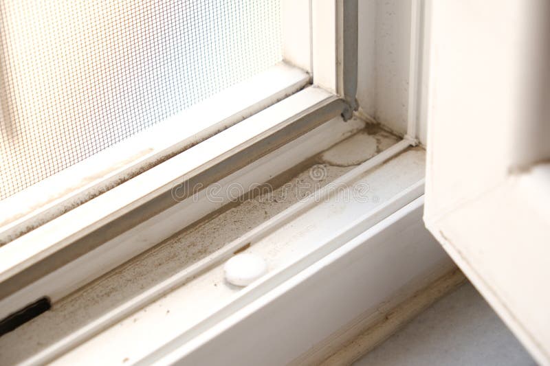 Dirt and Dust on Windowsill and Window Screen. Housework, Cleaning ...