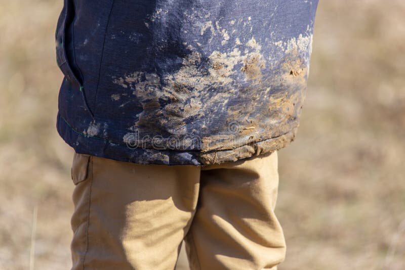 Dirt on the Jacket of the Boy Stock Image - Image of pattern, foot ...