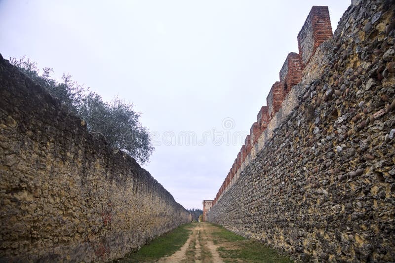 Dirt Path Bordered by Fortifications in a Park on a Cloudy Day Stock ...