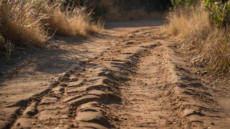 Dirt Path Featuring Footprints and Track Marks in Dusty Terrain Stock ...