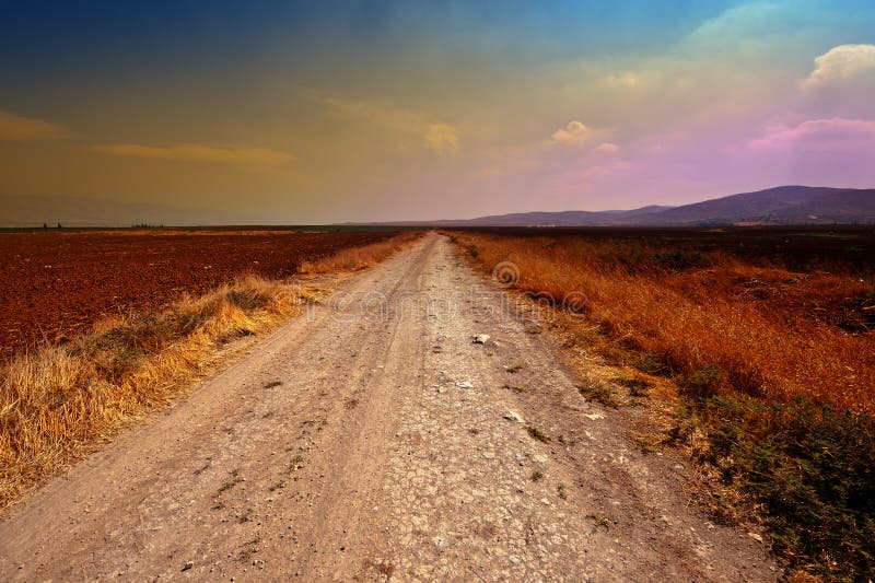 Empty Rural Road Going through Prairie Under Cloudy Sky Stock Photo ...