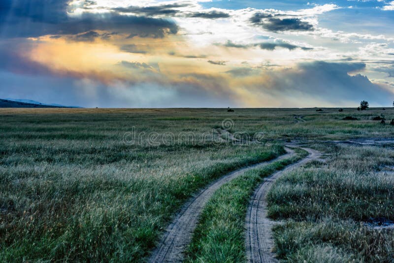Dirt Road with Beautiful Sky and Clouds in Kenya, Africa Stock Photo ...