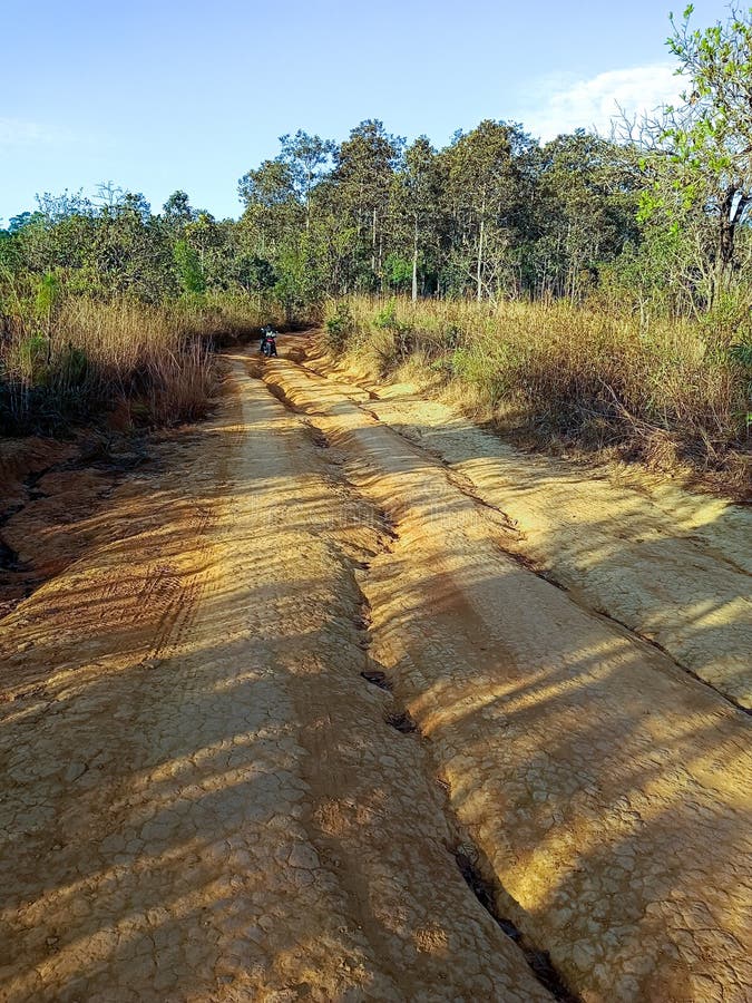 Dirt Road in Country Side is Hard for Driving and Danger. Stock Image ...