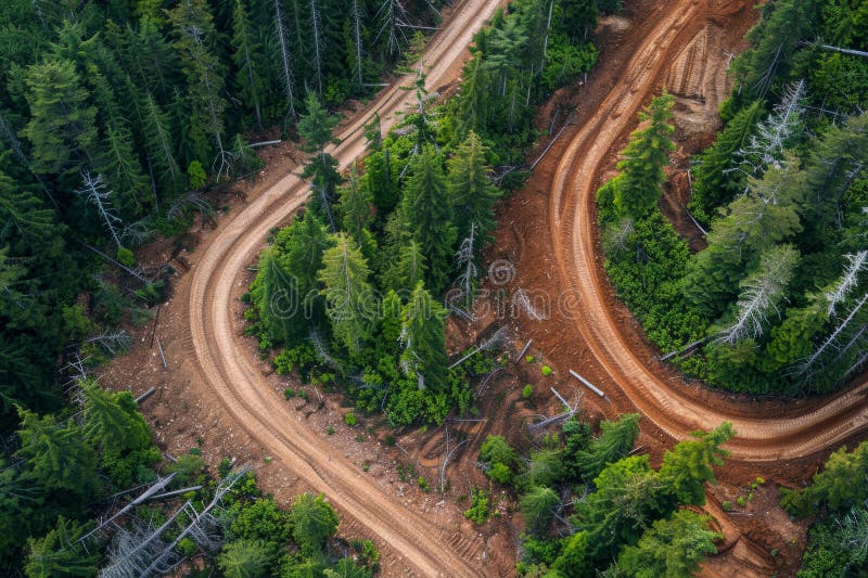 A Dirt Road Cutting through a Dense Forest, Surrounded by Tall Trees ...