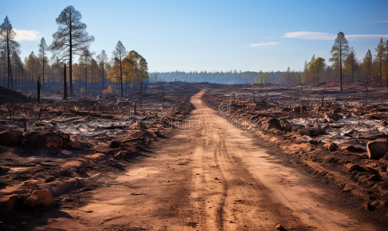 Dirt Road Cutting through Forest Stock Image - Image of growth, road ...