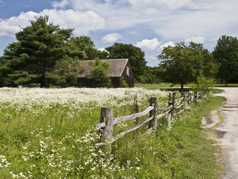 Dirt Road and Field To this Old House Stock Image - Image of summer ...