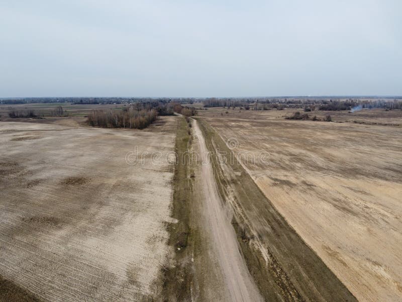 Dirt Road in the Fields, Aerial View. Landscape Stock Photo - Image of ...