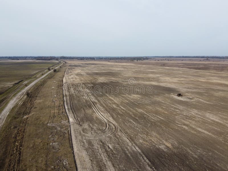 Dirt Road in the Fields, Aerial View. Landscape Stock Image - Image of ...