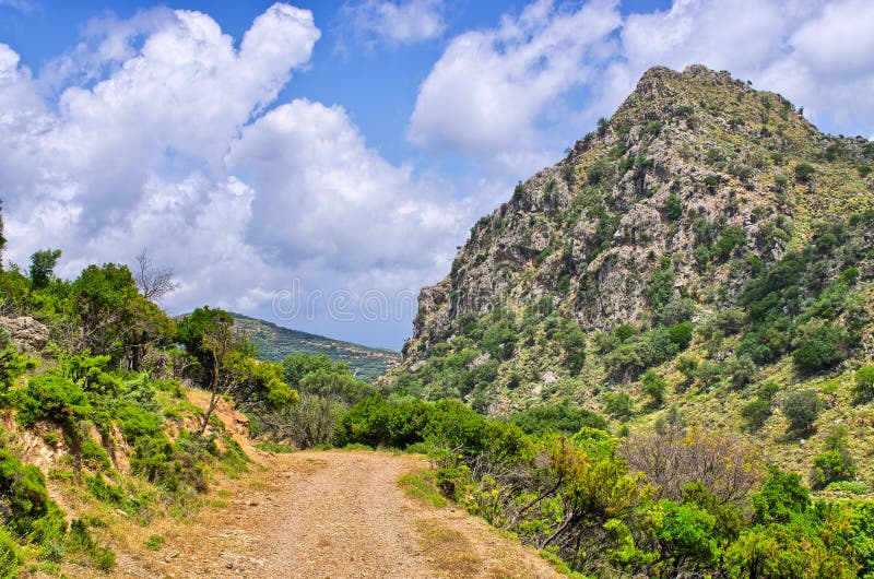Dirt Road in the Mountains, Crete, Greece Stock Image - Image of island ...