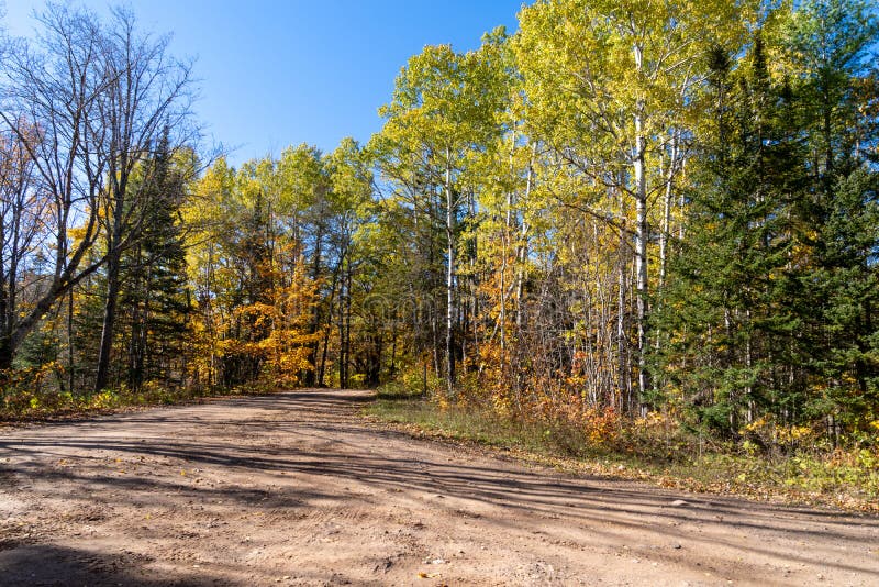 Dirt Road Near Copper Harbor Michigan, during Fall Stock Photo - Image ...