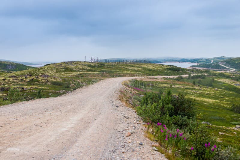 Dirt Road in a Polar Landscape with Granite Stones Stock Photo - Image ...