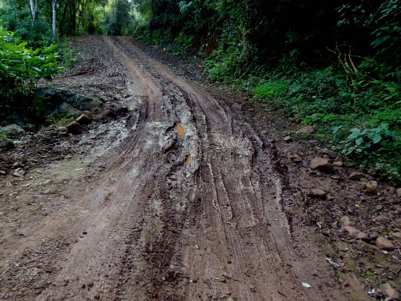 Dirt Road with Quagmire on the Way Stock Photo - Image of hills, land ...